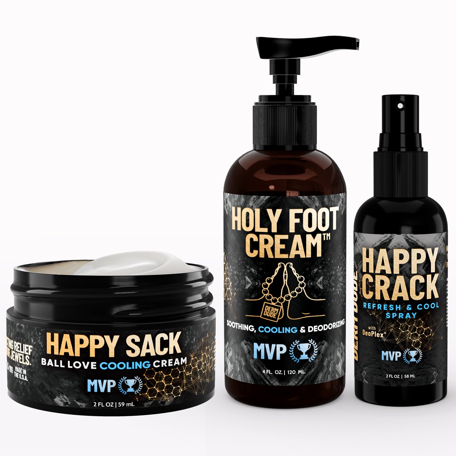Derm Dude Happy Sack, Happy Crack & Holy Foot Cream